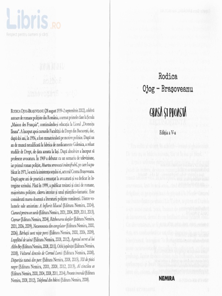 Grasa Si Proasta - Rodica Ojog-Brasoveanu | PDF