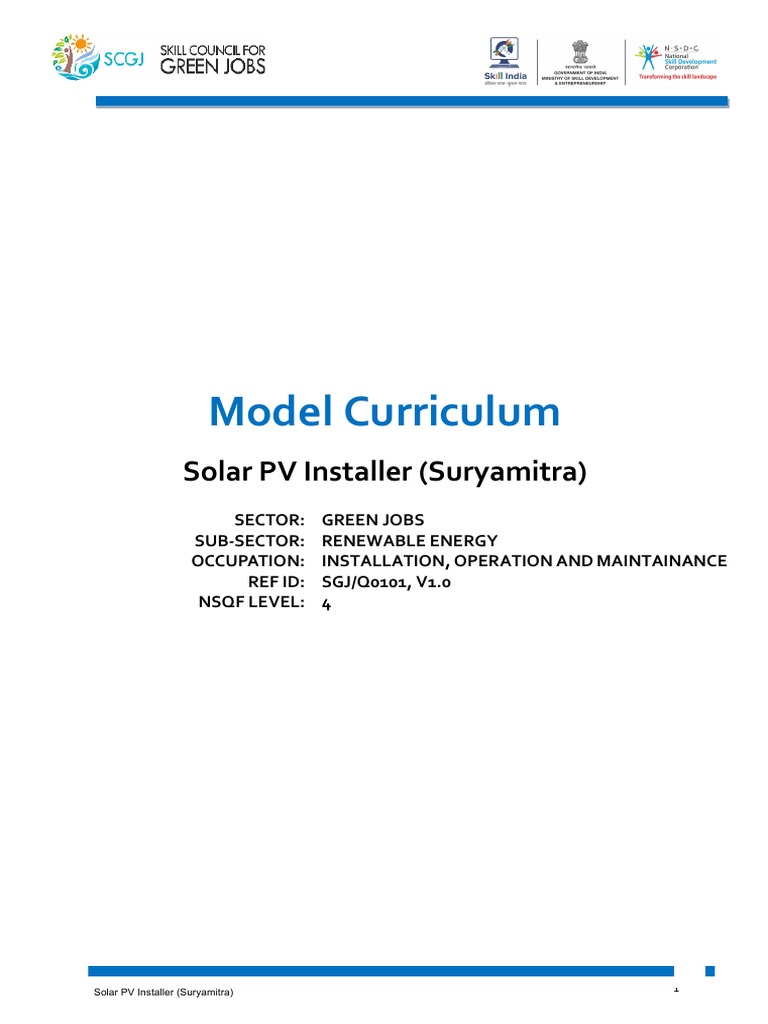 Suryamitra Solar PV Installer Curriculum | PDF | Photovoltaic System ...