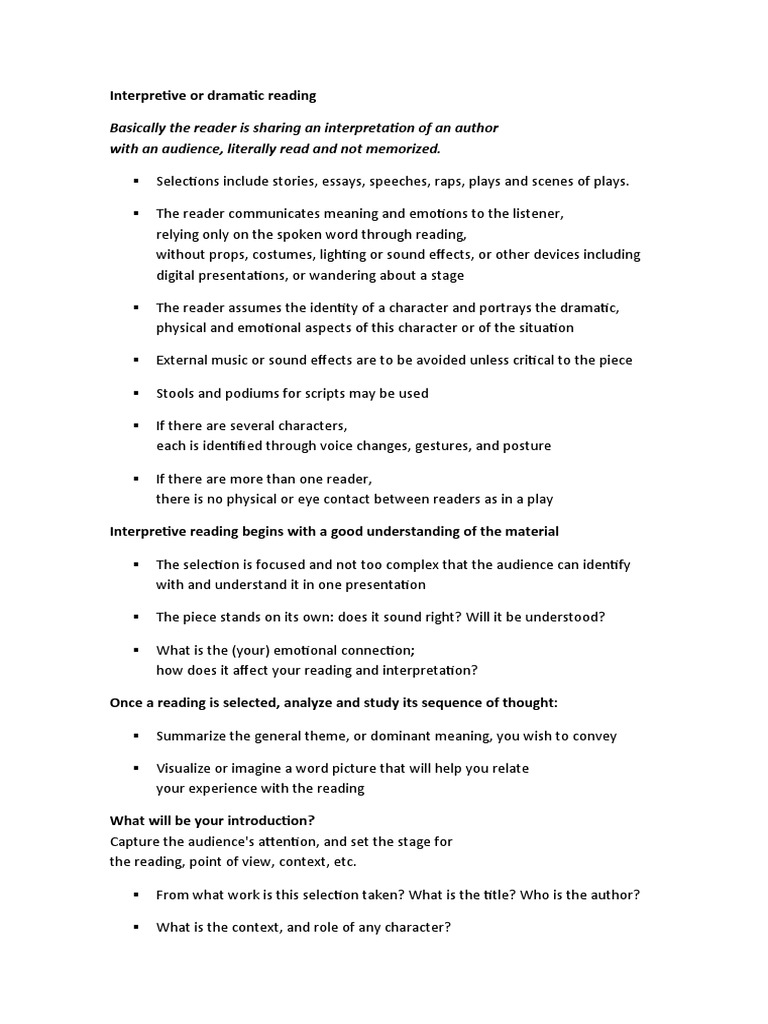 Interpretive or Dramatic Reading | PDF | Punctuation | Word