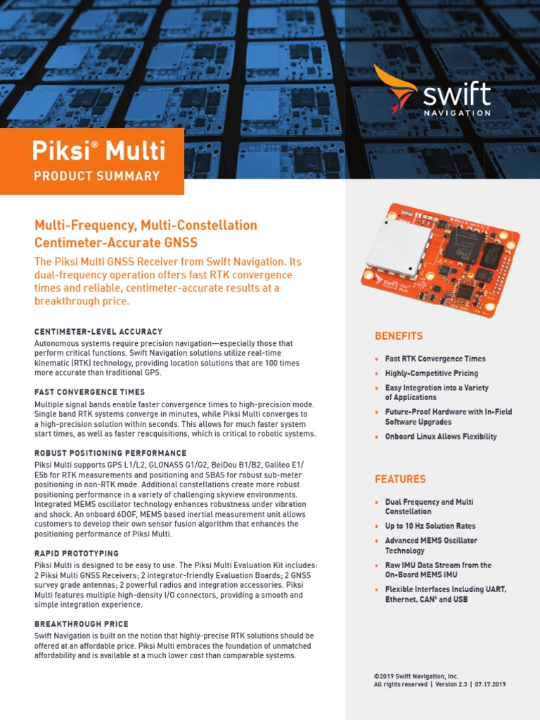 Piksi Multi: Multi-Frequency, Multi-Constellation Centimeter-Accurate ...