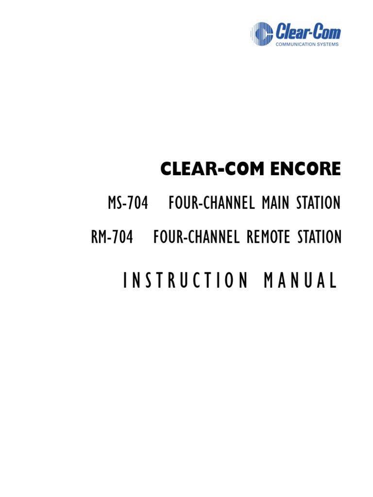 Clear Com MS 704 RM 704 Manual | PDF | Microphone | Electromagnetic Compatibility