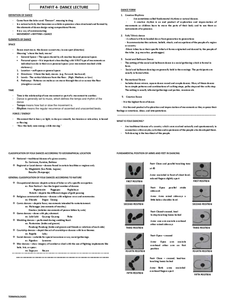 Pathfit4 Dance Prelim Lecture | PDF | Dances | Foot