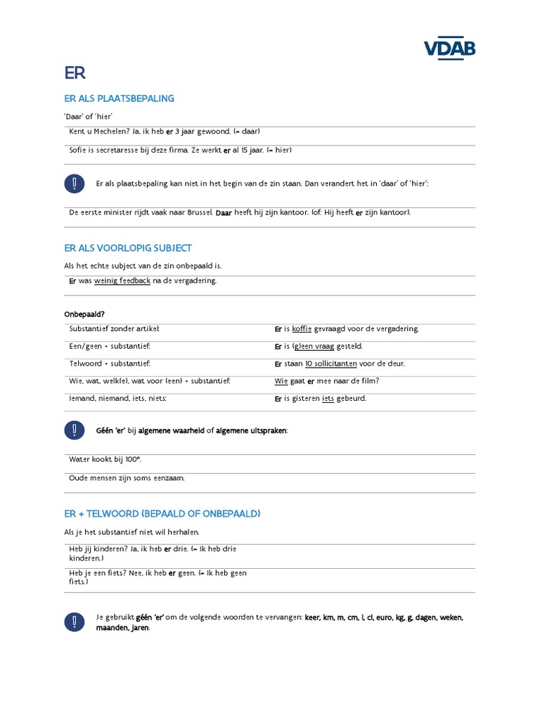 Er, Dutch Grammar | PDF