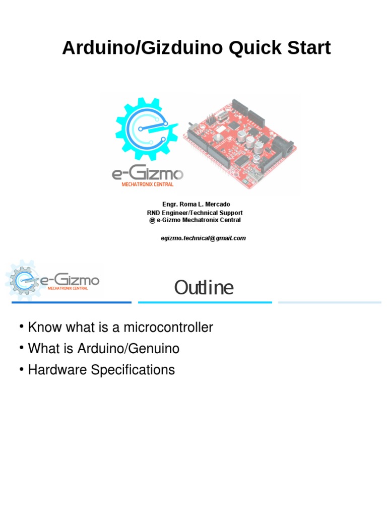 Arduino/Gizduino Quick Start: Engr. Roma L. Mercado RND Engineer ...