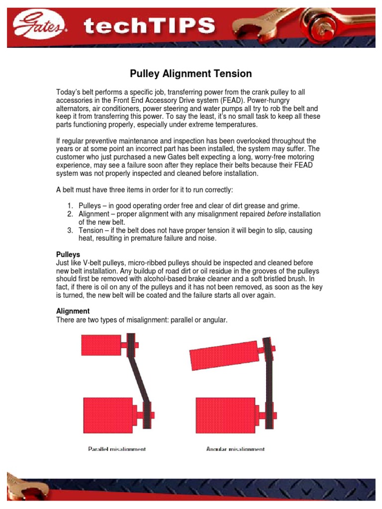Tension of Pulley Alignment | PDF | Belt (Mechanical) | Mechanical ...