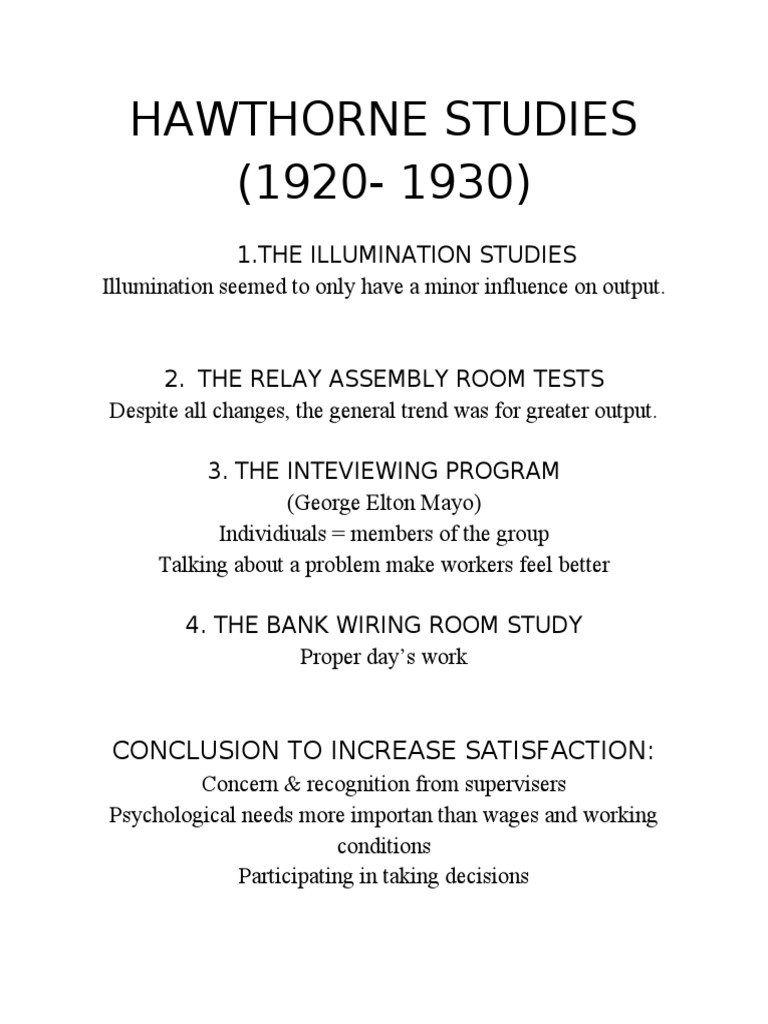 Hawthorne Studies | PDF