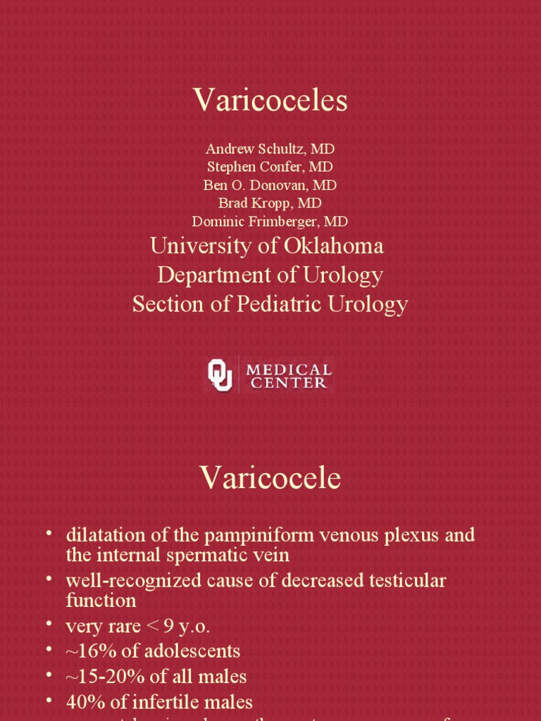 Varicoceles: University of Oklahoma Department of Urology Section of ...