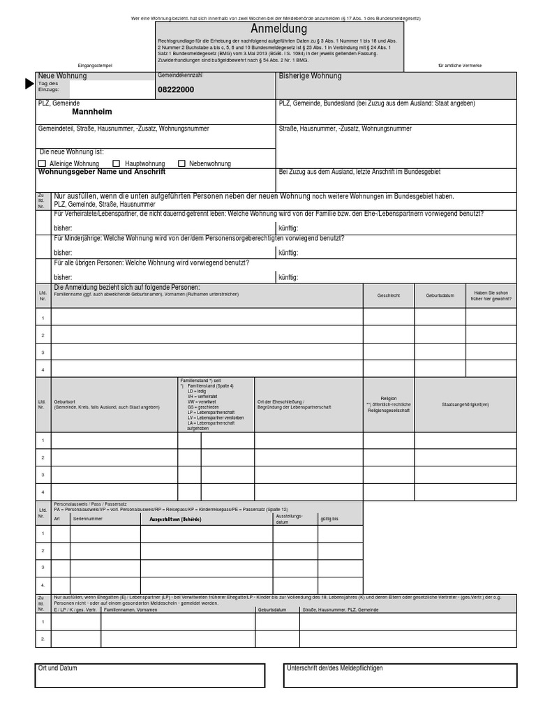 Ummeldung Formular Zum Download Downloads: Formulare, Merkblätter,
