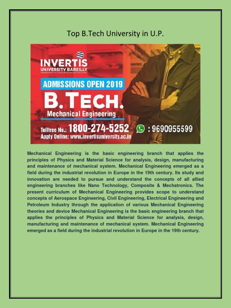 Top B.tech University in U.P. | PDF