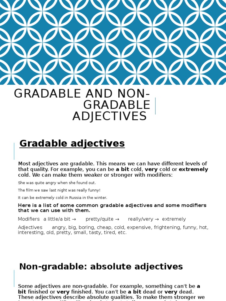 Gradable and Non-Gradable Adjectives | PDF