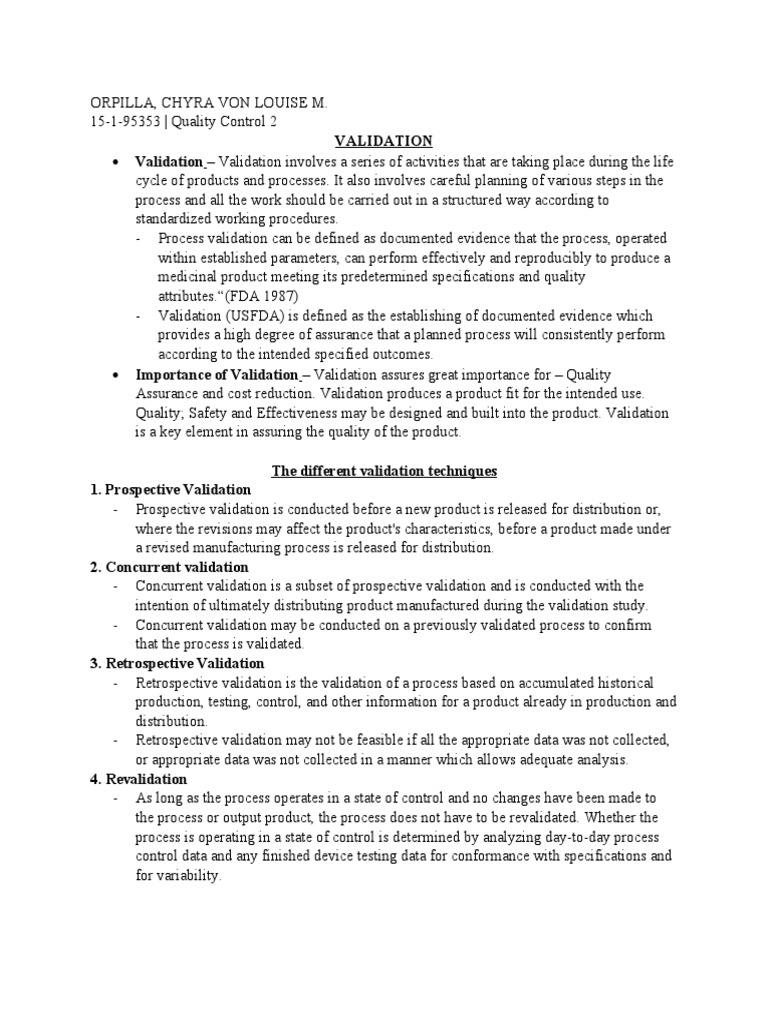 Validation | PDF | Verification And Validation | Tablet (Pharmacy)