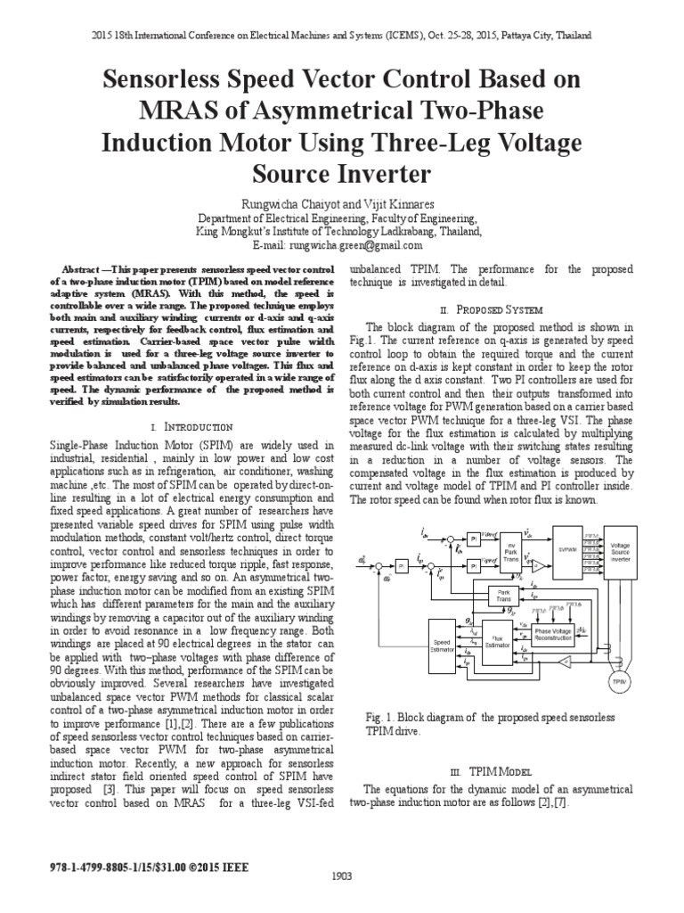 Sensorless Speed Vector Control Based On Mras Of Asymmetrical Two Phase