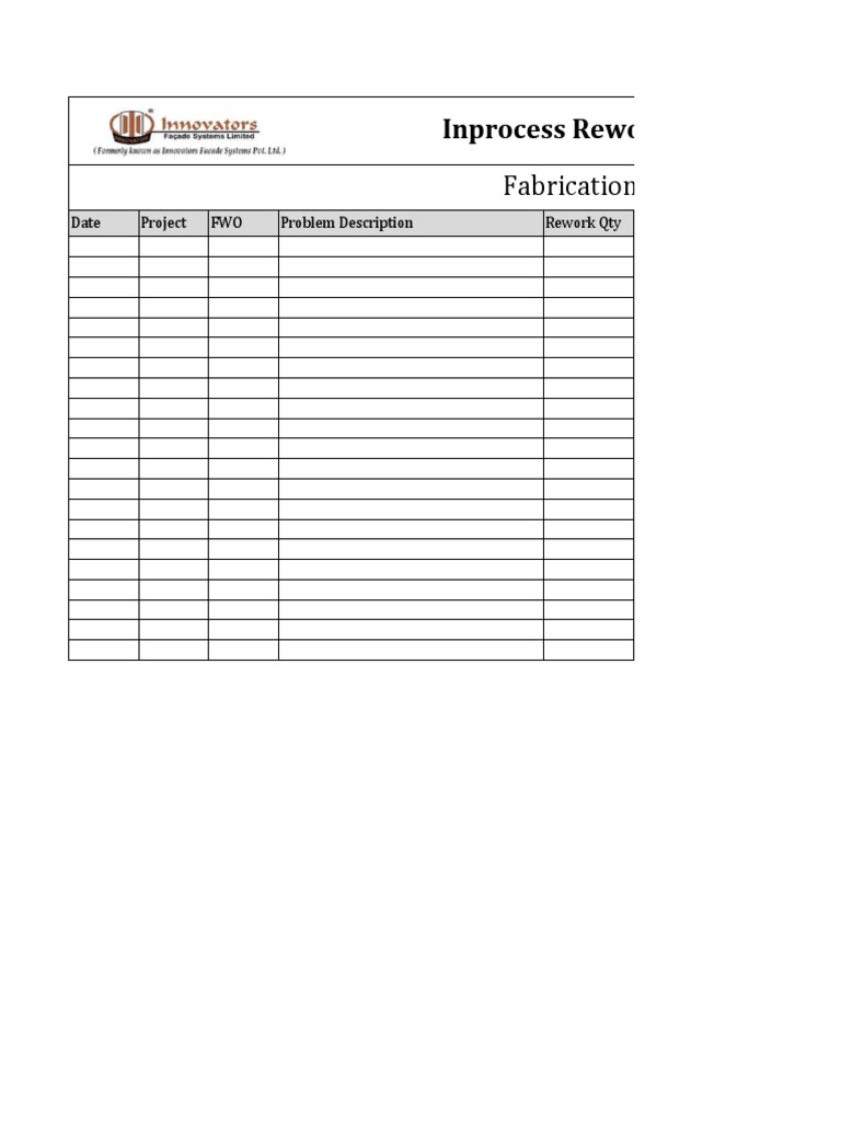 Inprocess Rework/Rejection Log: Fabrication and Assembly | PDF