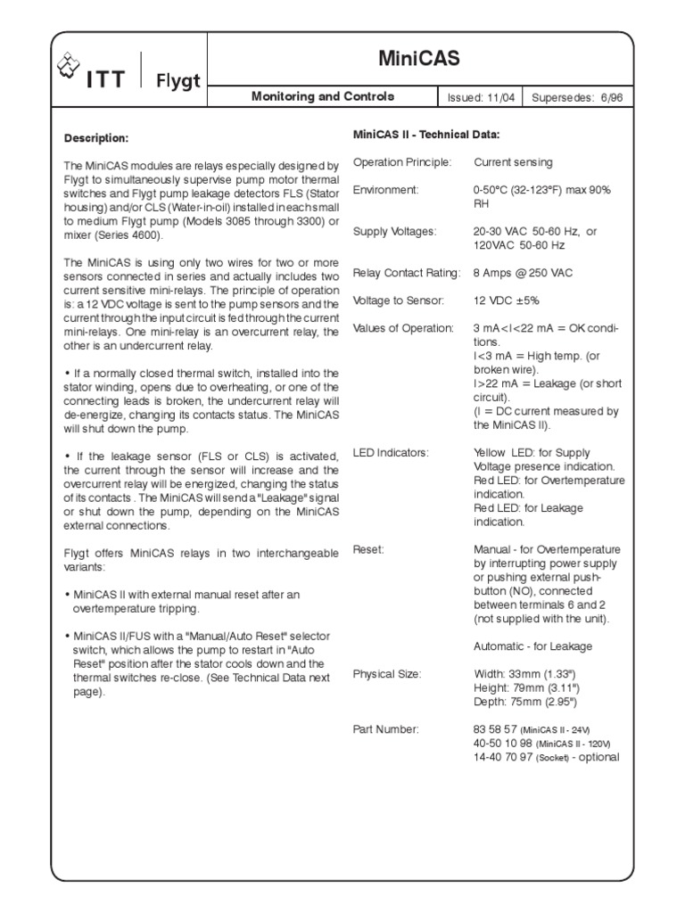 Minicas: Minicas Ii - Technical Data: Description | PDF | Relay | Switch