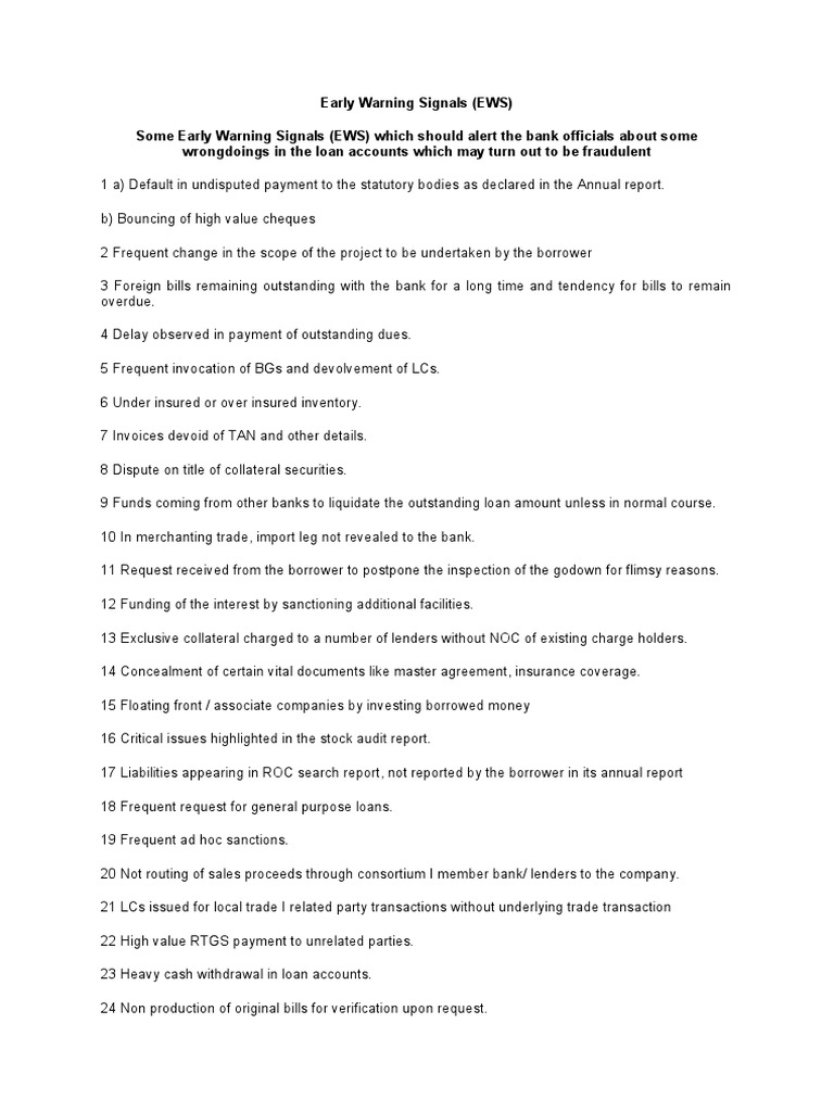 Bank Fraud Warning Signs | PDF | Loans | Revenue
