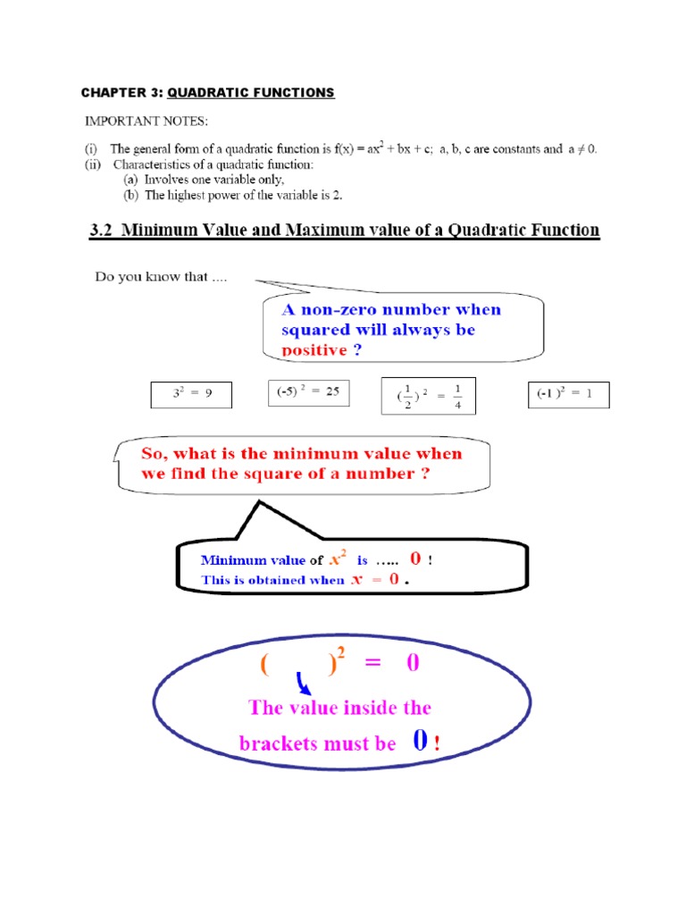 Chapter 3: Quadratic Functions | PDF