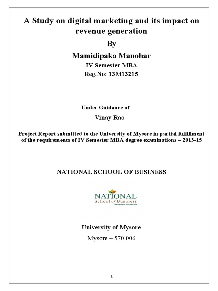 Final Project Report On Digital Marketing | Download Free PDF | Search ...