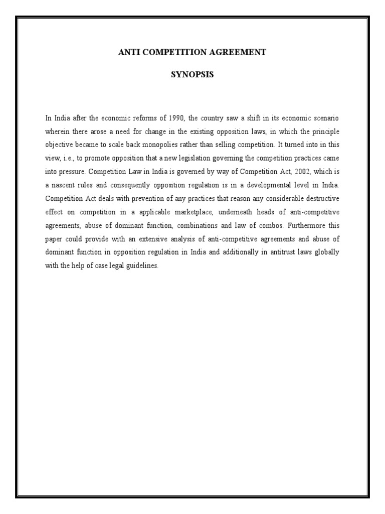 Preventing Anti-Competitive Practices: An Analysis of India's ...