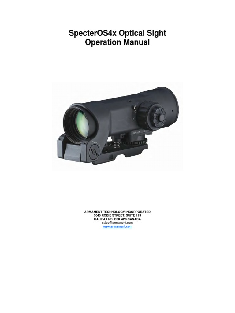 Specteros4X Optical Sight Operation Manual | PDF