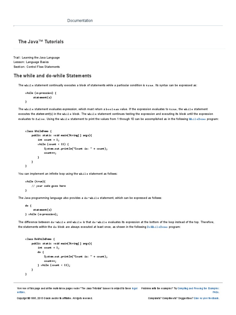 The Java™ Tutorials: Documentation | PDF | Control Flow | Programming Paradigms