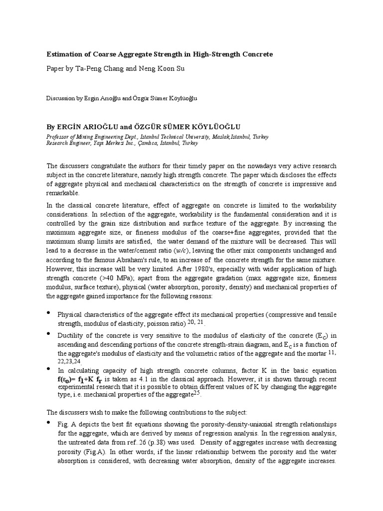 Estimation of Coarse Aggregate Strength in High-Strength | PDF ...