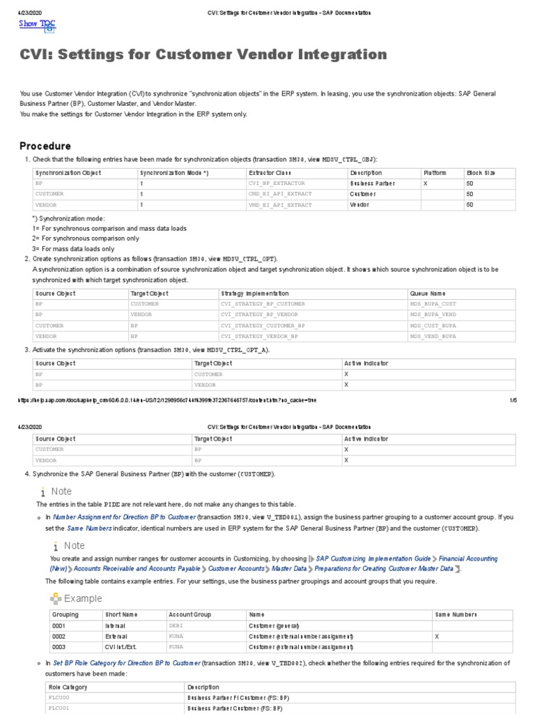 CVI - Settings For Customer Vendor Integration - SAP Documentation ...