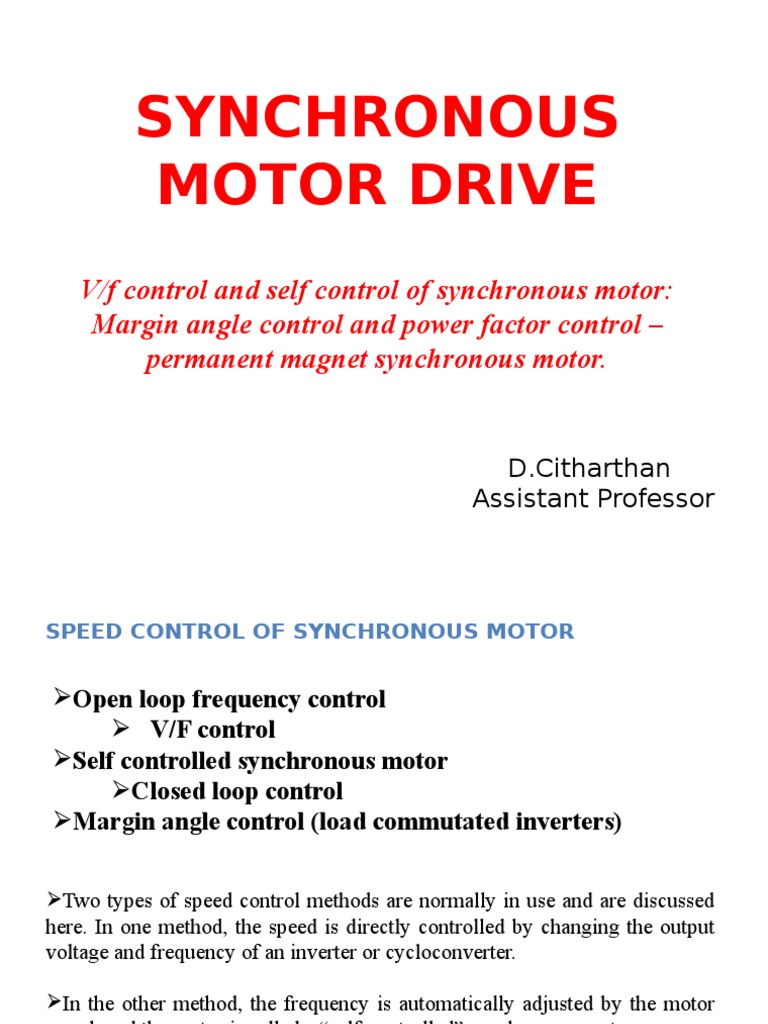 Synchronous Motor Drive Control Methods | PDF | Electric Motor | Power ...