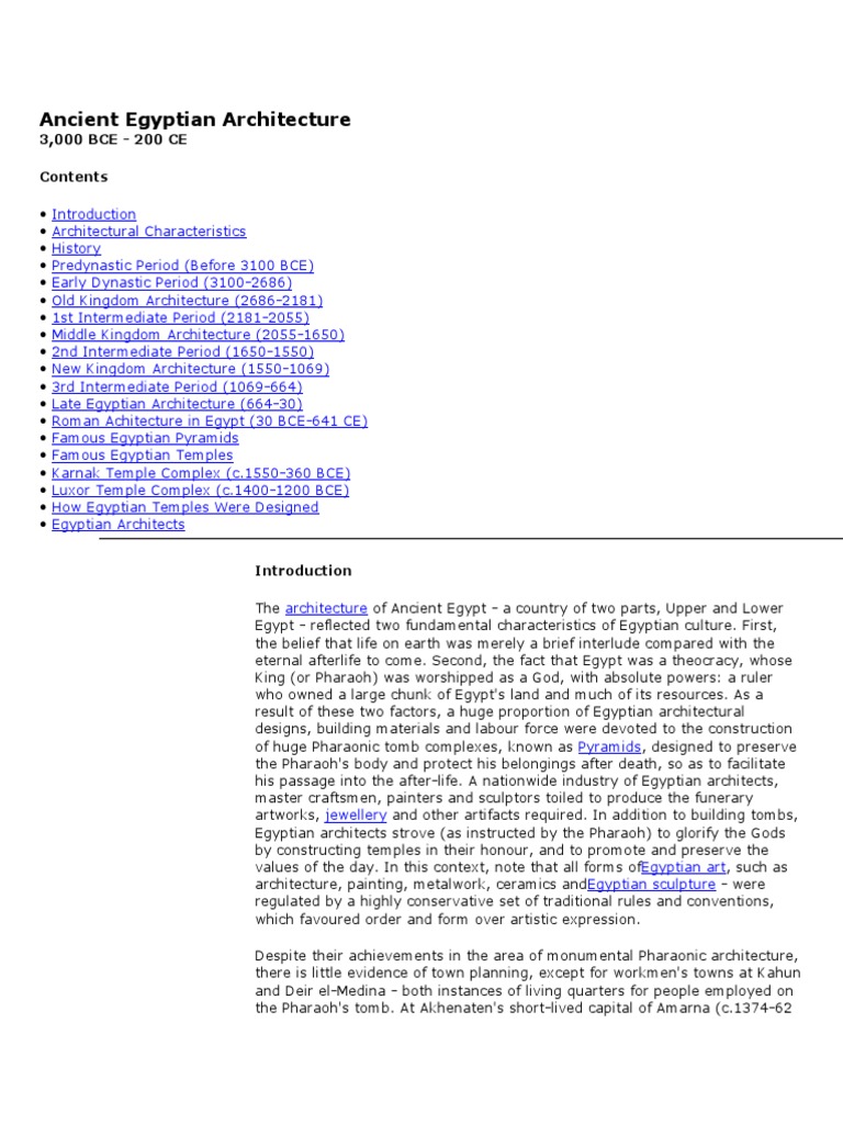 Ancient Egyptian Architecture | PDF | Egyptian Pyramids | Ancient Egypt