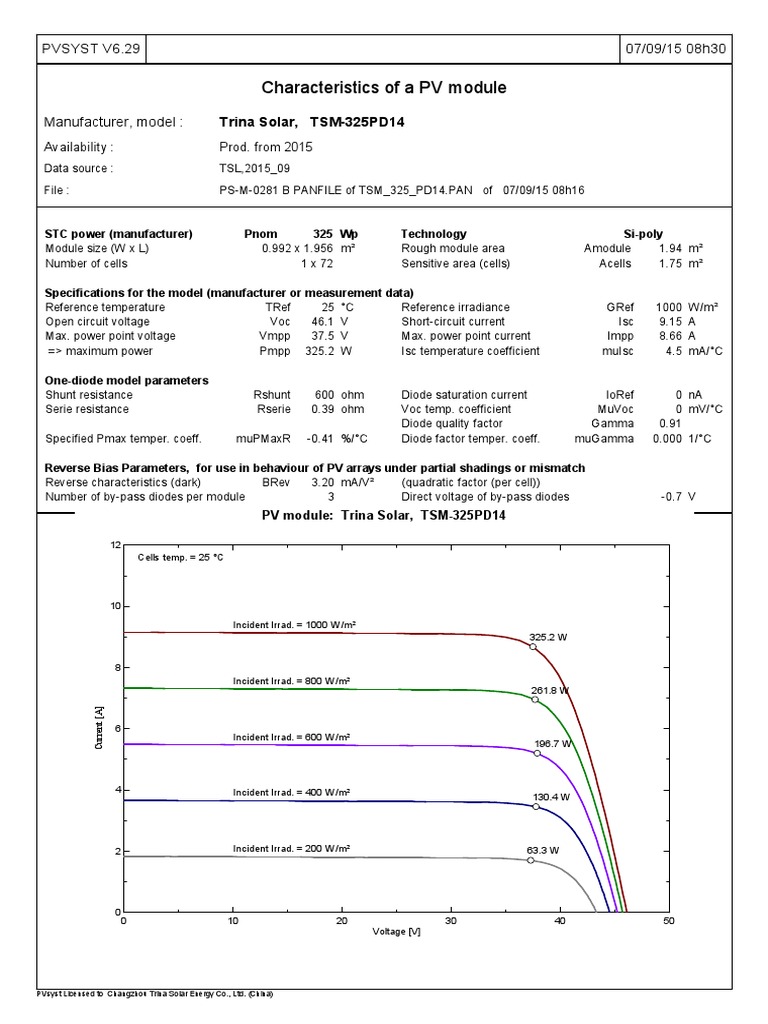 PANFILE of TSM - 325 - PD14 | PDF | Diode | Solar Panel