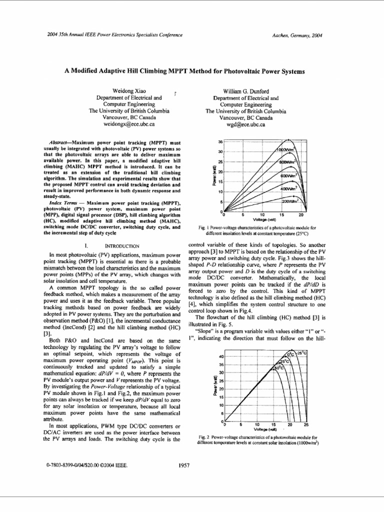 A Modified Adaptive Hill Climbing MPPT Method For Photo Voltaic Power Systems | PDF | Electrical ...