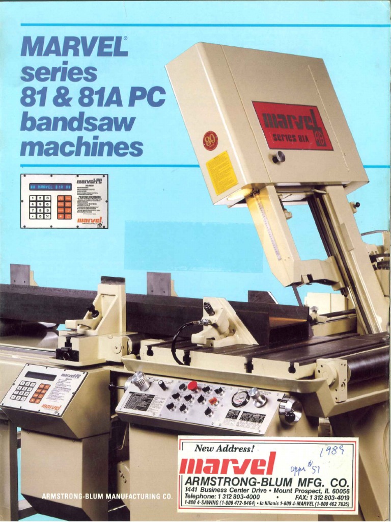Marvel Series 81 & 81A PC Bandsaw Machines PDF | PDF