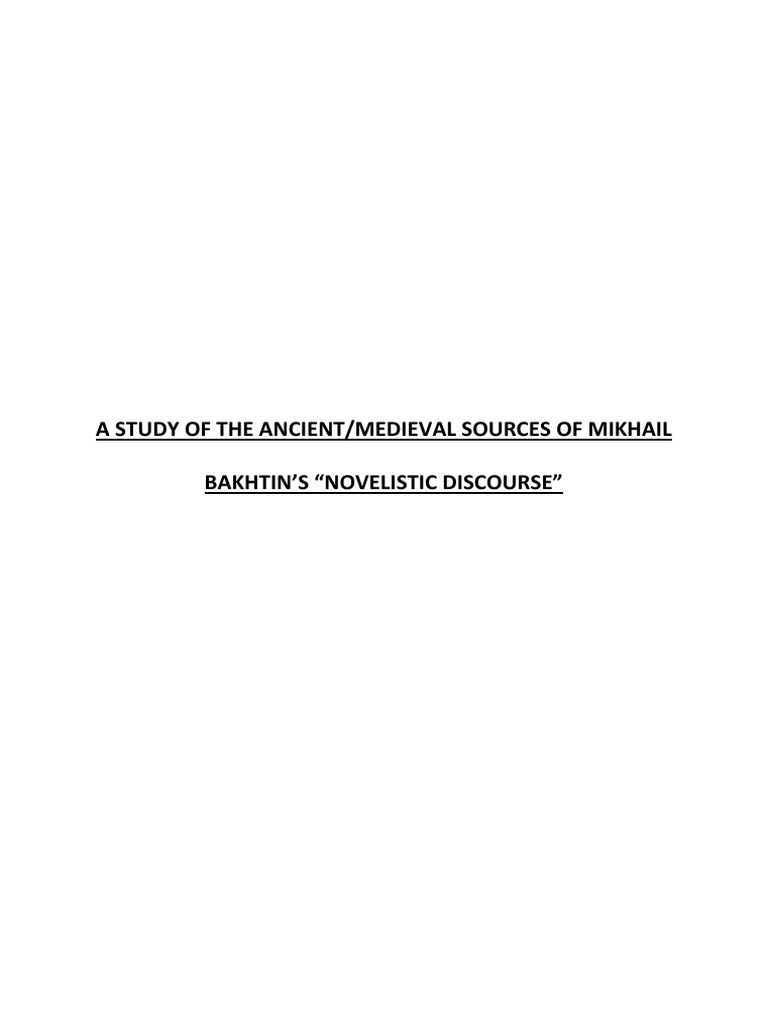 A Study of The Ancient Medieval Sources | PDF | Genre | Novels