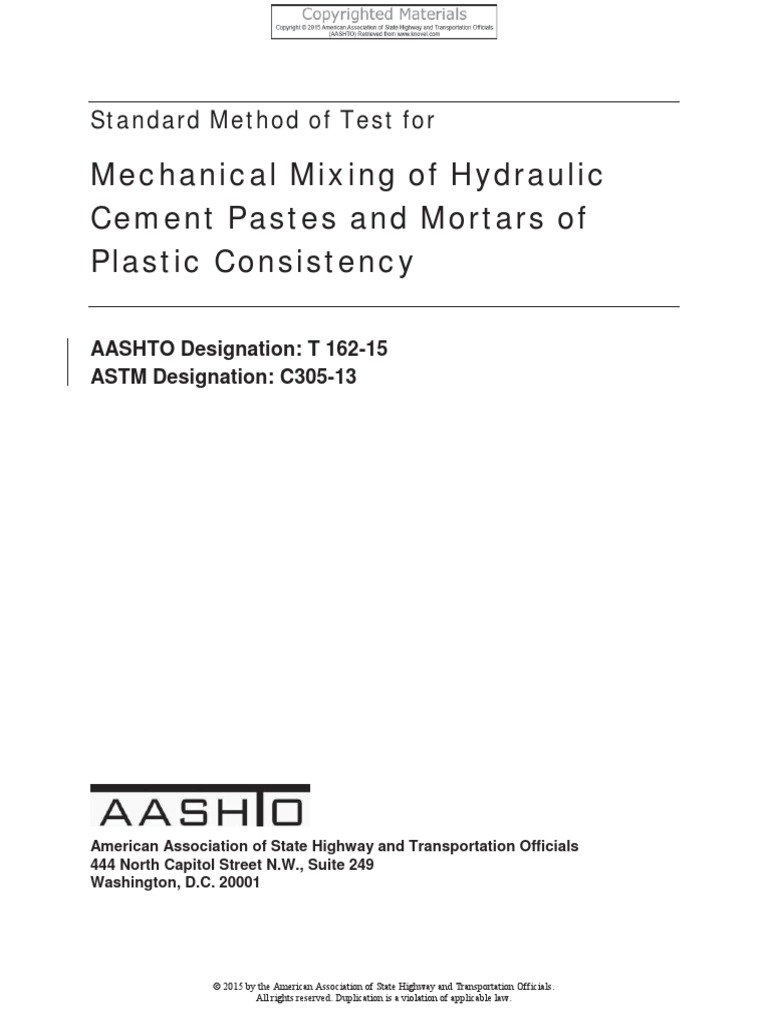 2011 - Standard Practice For Mechanical Mixing of Hydraulic Cement ...