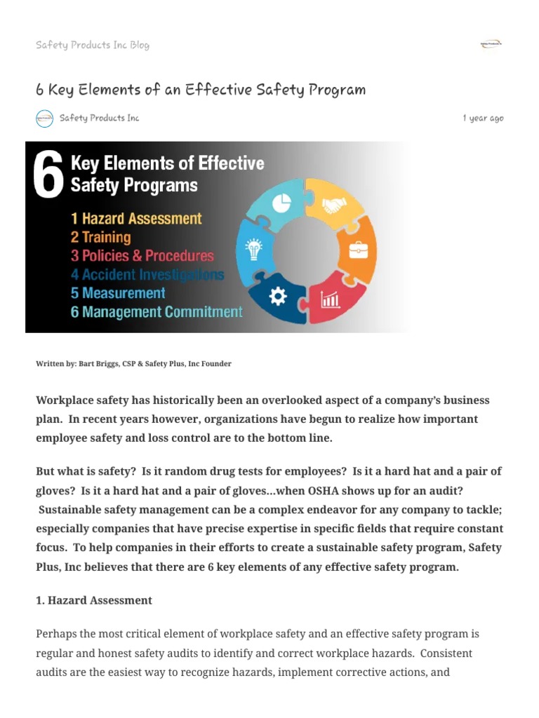 6 Key Elements of An Effective Safety Program: Safety Products Inc Blog ...