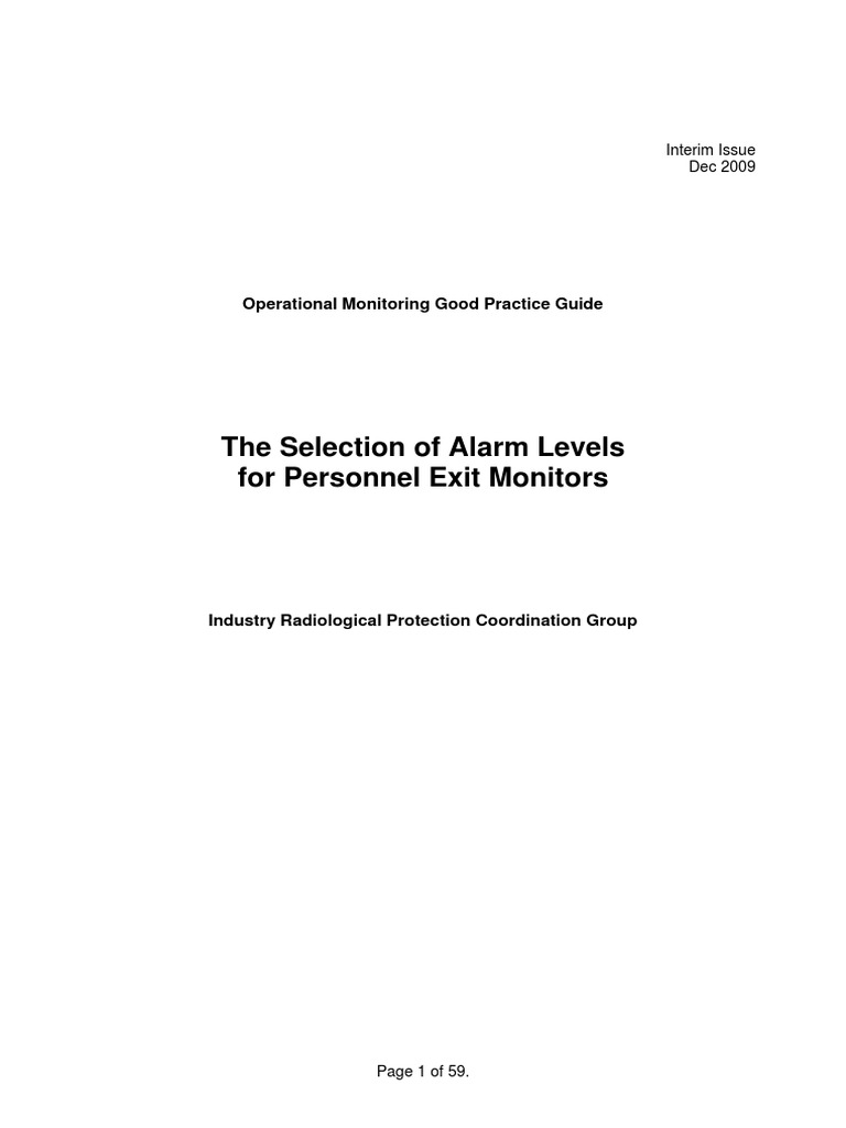 Alarm Level Selection for Exit Monitors | PDF | Radioactive ...