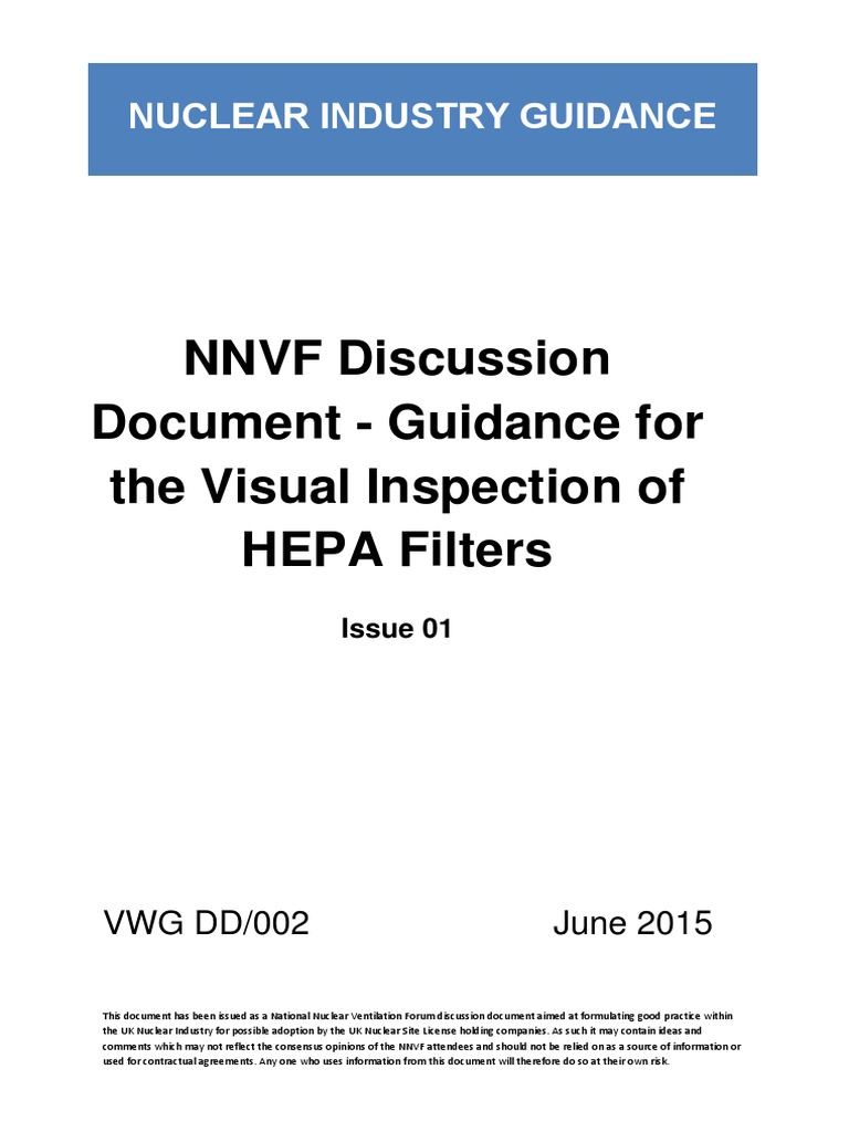 NNVF Guidance on HEPA Filter Inspection | PDF | Packaging And Labeling ...