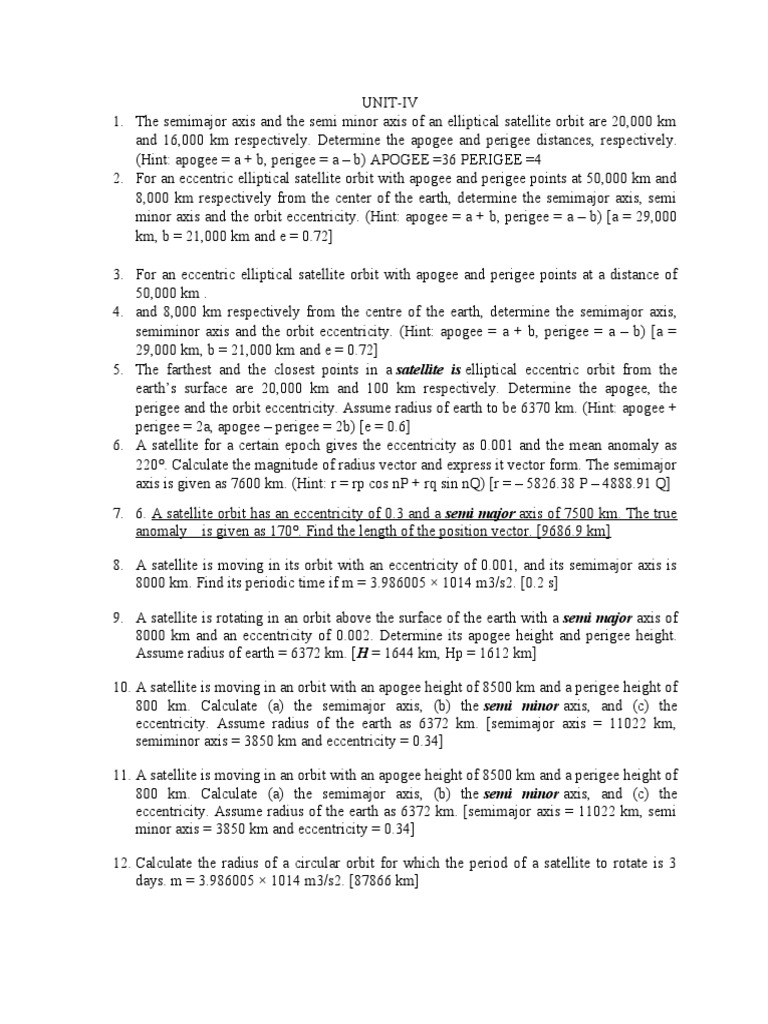 PROBLEMS | PDF | Apsis | Orbit