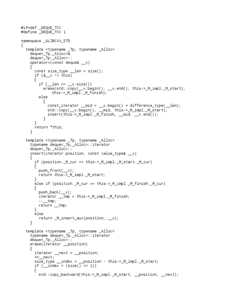 Deque C++ Source Code | PDF | Computer Libraries | Software Engineering