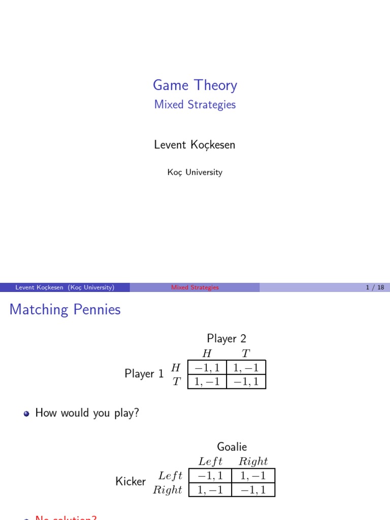 Game Theory for Advanced Learners | PDF | Economics Of Uncertainty ...