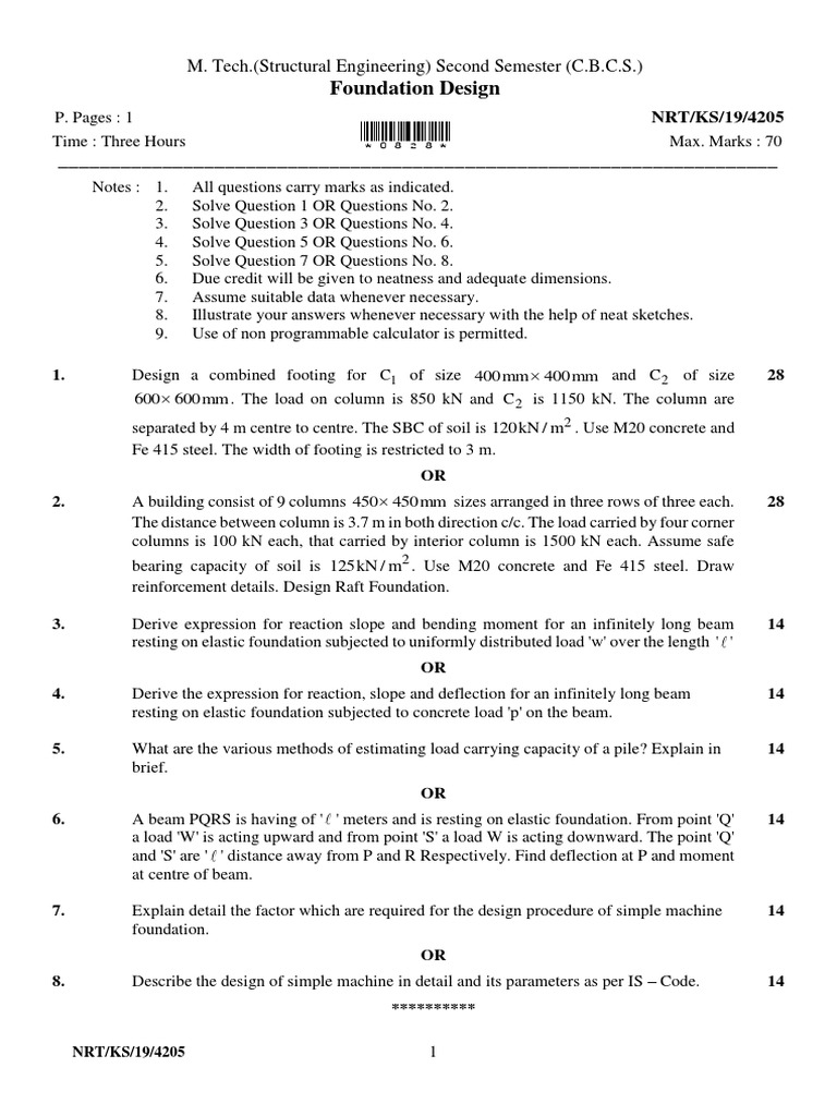 Foundation Design: M. Tech. (Structural Engineering) Second Semester (C ...