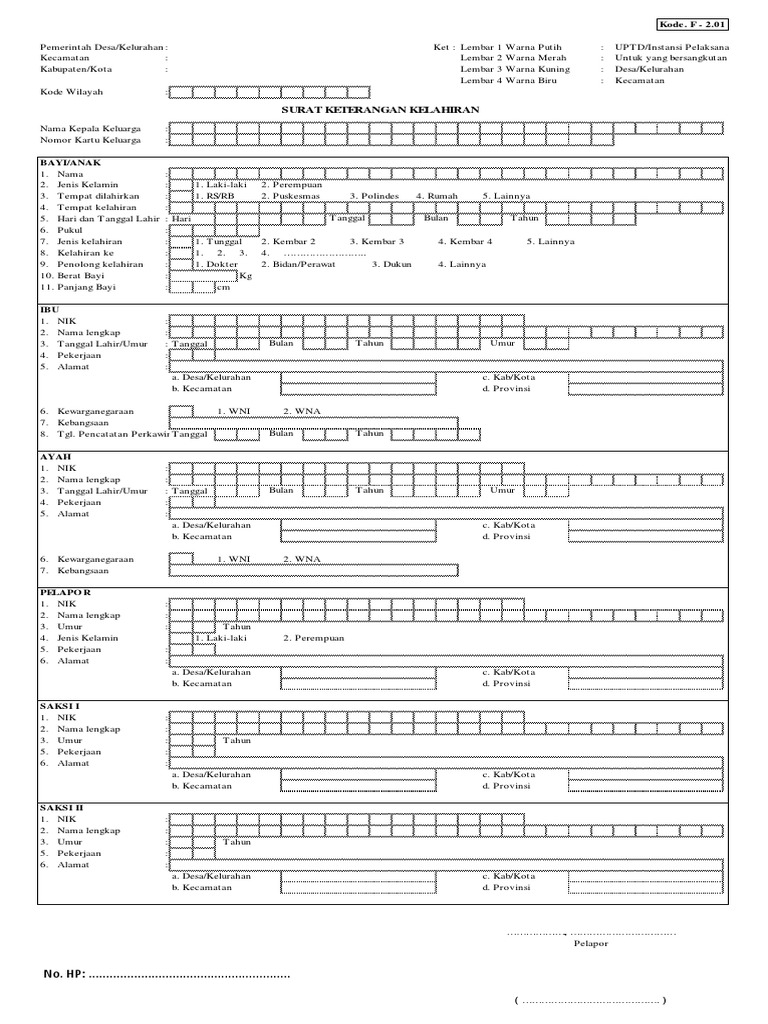 Formulir Akta Kelahiran | PDF
