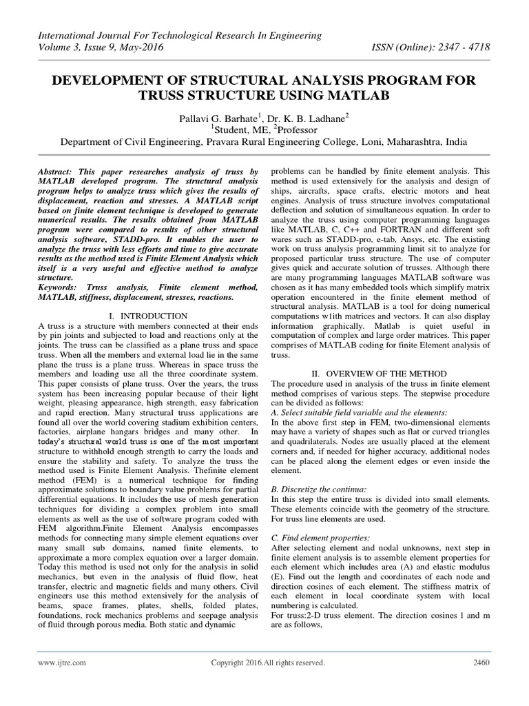 Development of Structural Analysis Program For Truss Structure Using ...