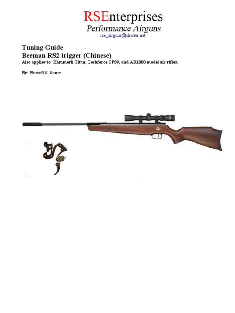 RSE Airguns - Beeman RS2 Trigger Guide | PDF | Trigger (Firearms) | Tools