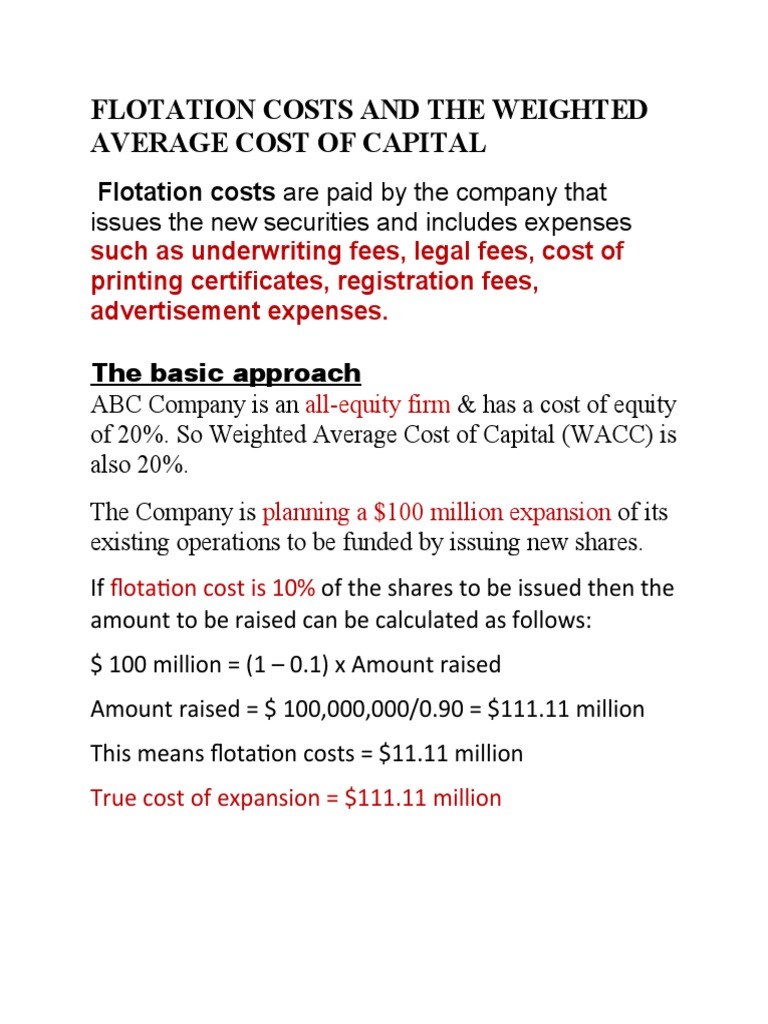 Flotation Costs And+the+weighted+average+cost+of+capital | PDF