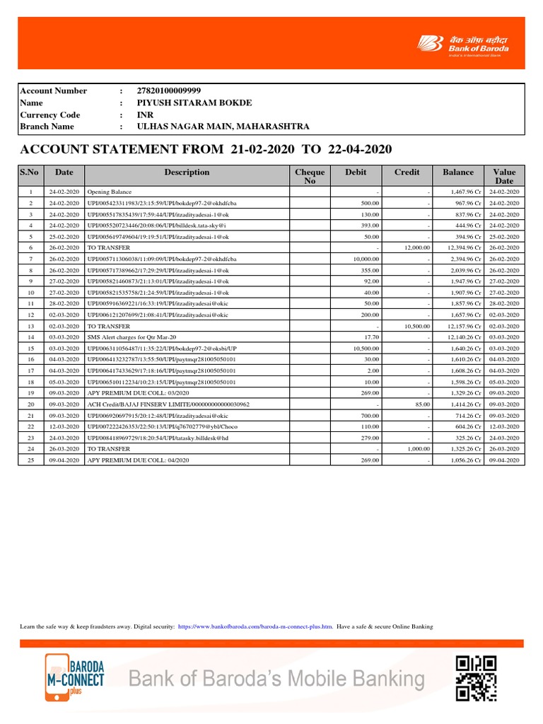 3month Bank Statement | Download Free PDF | Service Industries ...