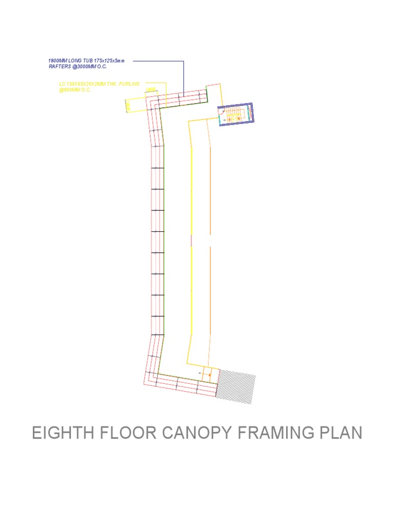 Detailed framing plan for an eighth floor canopy with 1800mm long ...