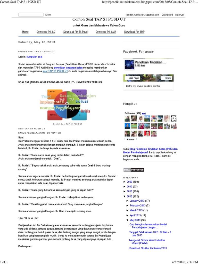Contoh Soal TAP S1 PGSD UT | PDF