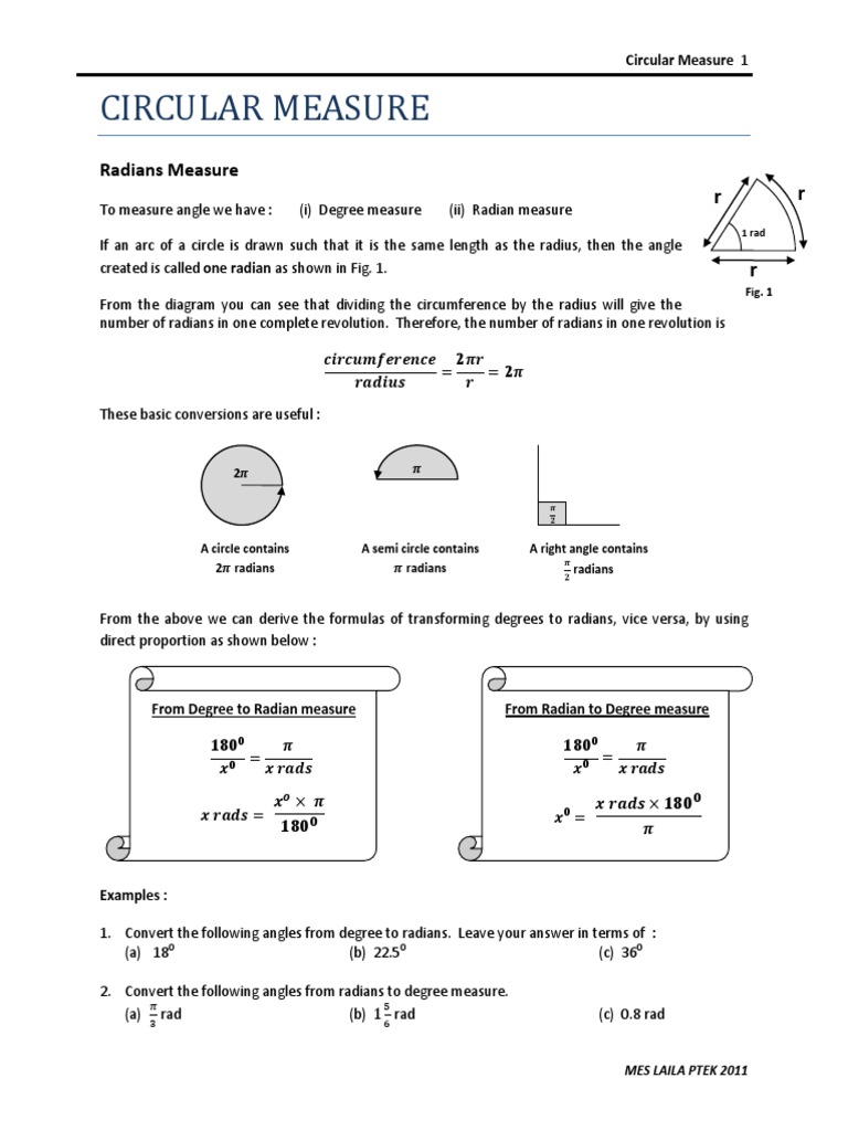 Circular Measure PDF | PDF | Angle | Circle