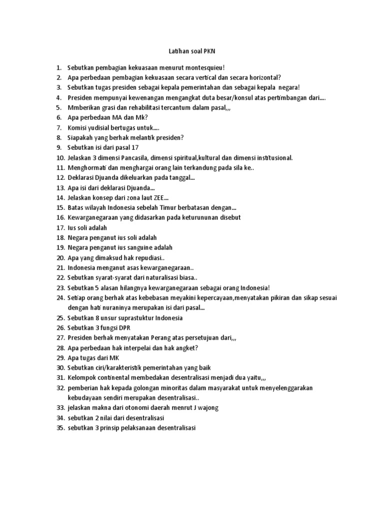 Latihan Soal PKN | PDF