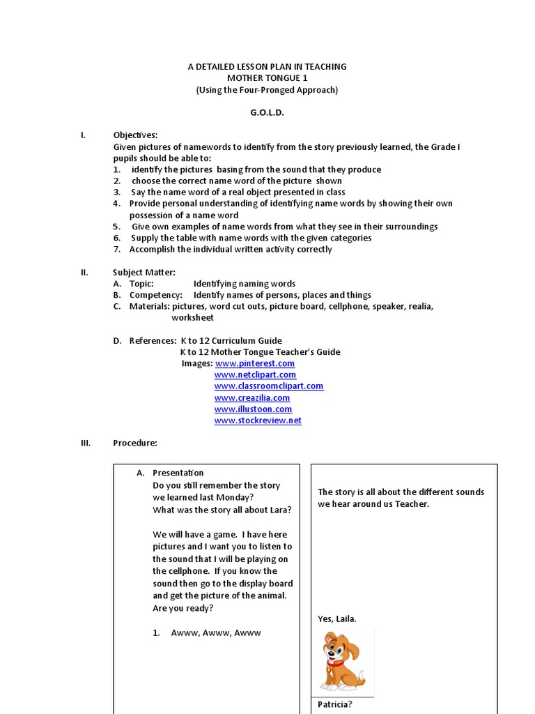 A DETAILED LESSON PLAN IN TEACHING Gold | PDF | Psychological Concepts ...